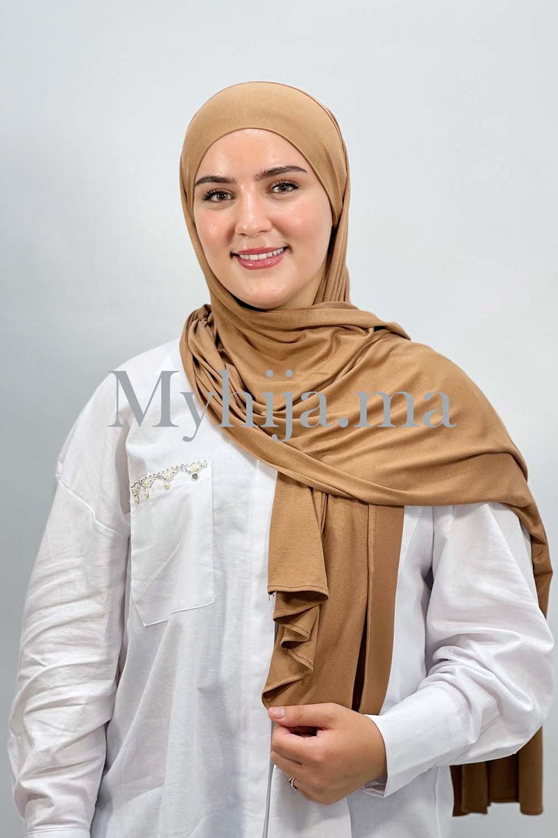 Chale Tie Back - Marron mielchale,chal,foulard,hijab,jersey, lecra ...