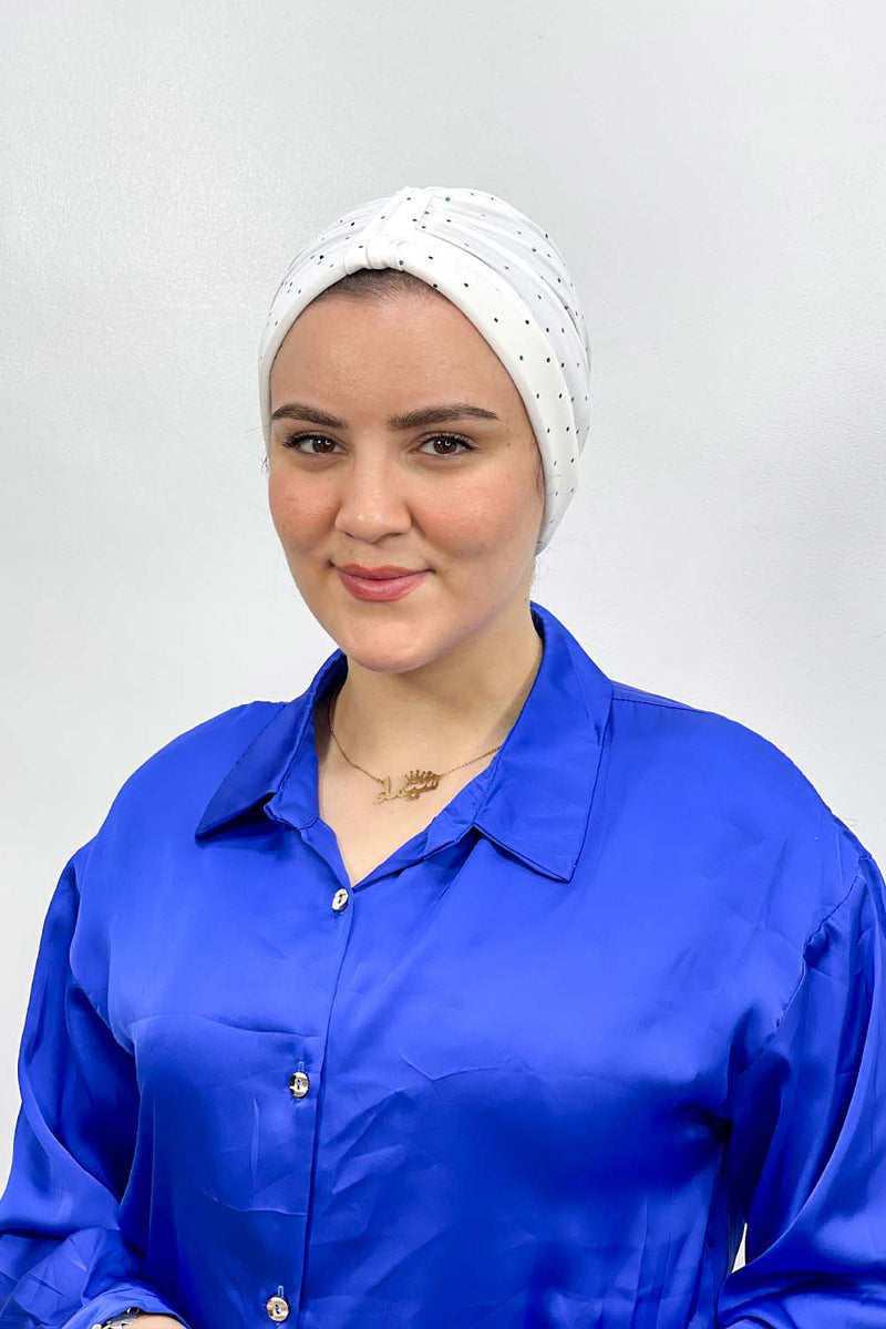 Turban Deux Façon-Blanche incrusté-turbanmaroc-chale turban- chal-bonne ...