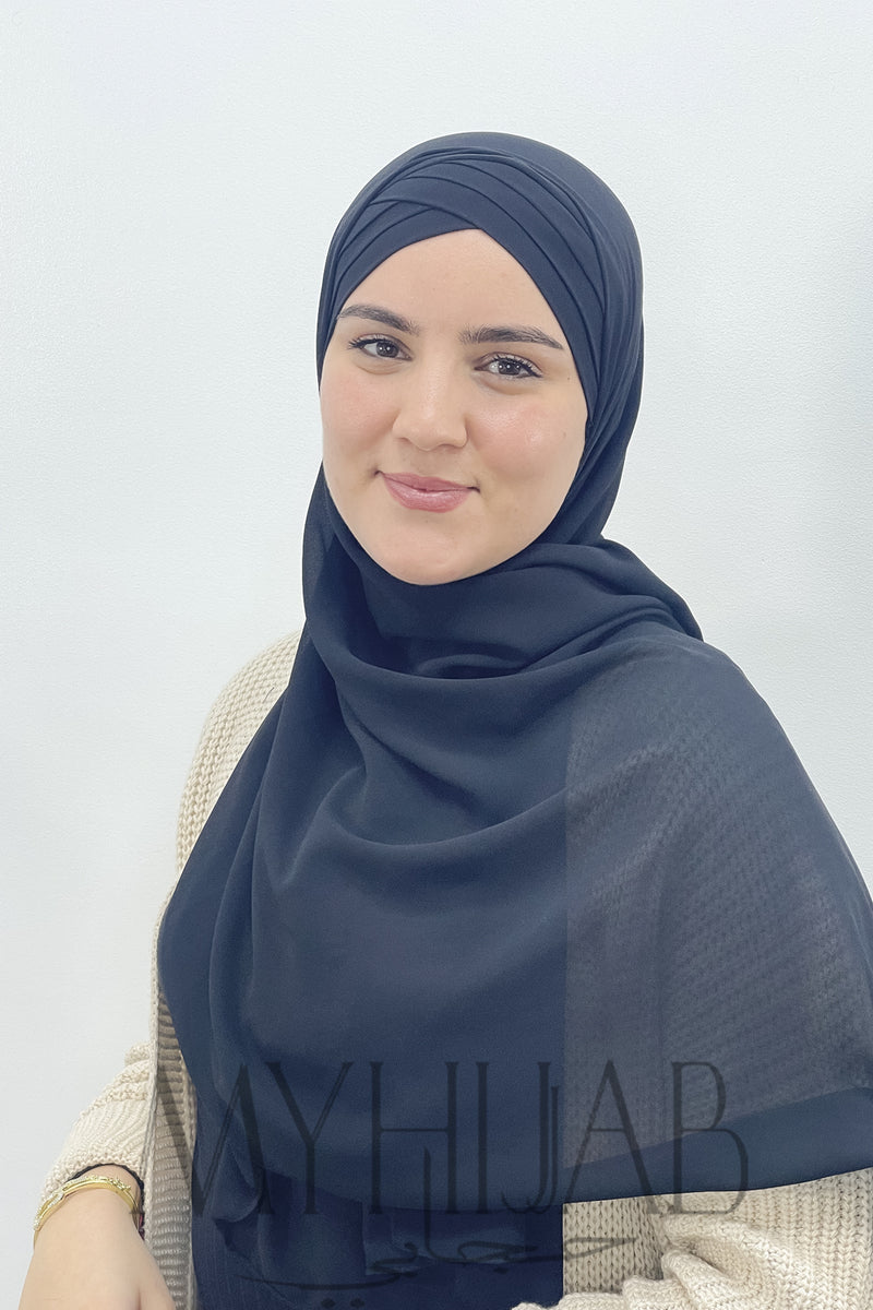 châle àvec trois bandes - Noir,FIL-crêpe-myhijab-chale-foulard-prix ...