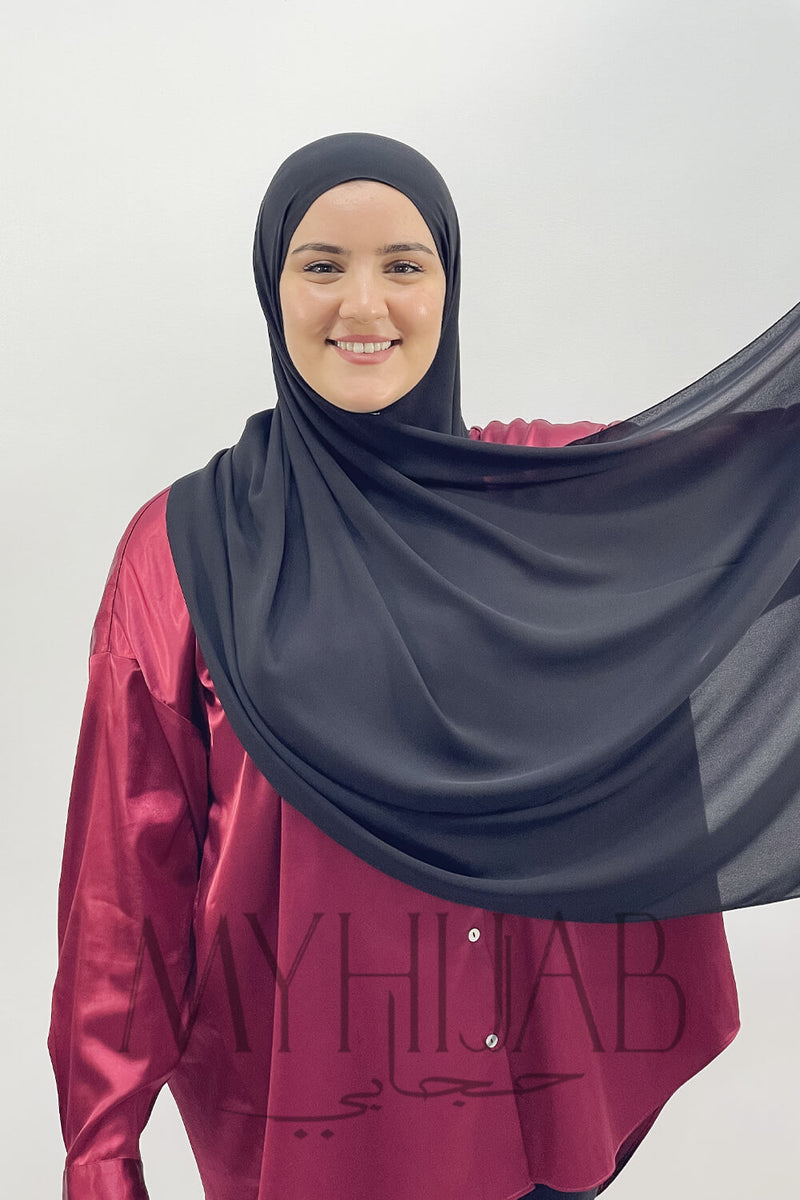 Chale crêpe de soie - Noir,Bleu ciel foncé,Chale crêpe de soie,chal ...